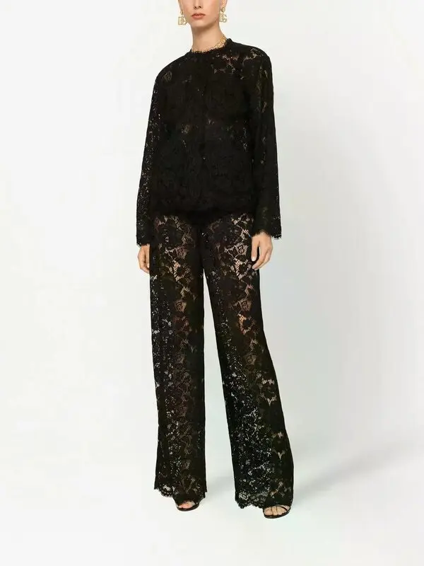 Dolce & Gabbana Floral-lace Single-breasted Jacket