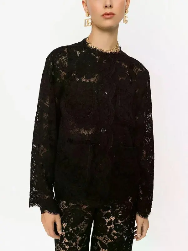 Dolce & Gabbana Floral-lace Single-breasted Jacket