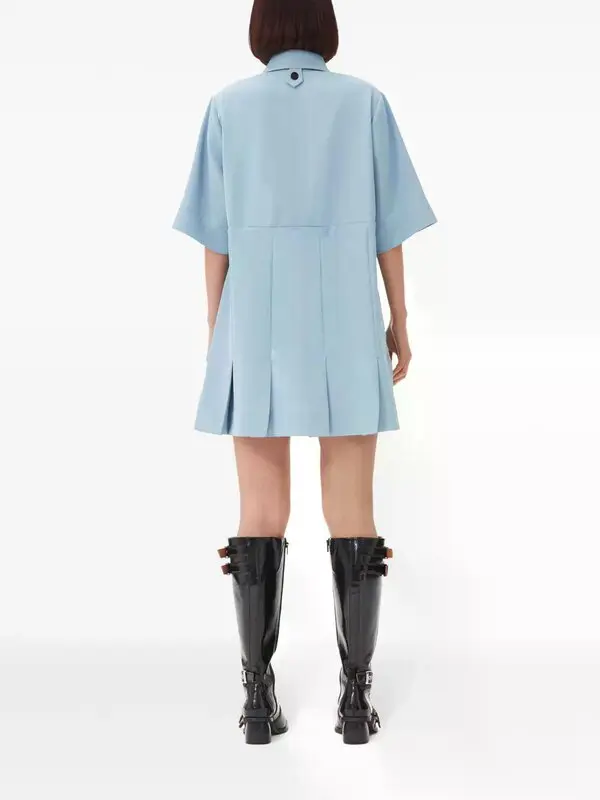 GANNI Pleated Twill Mini Dress