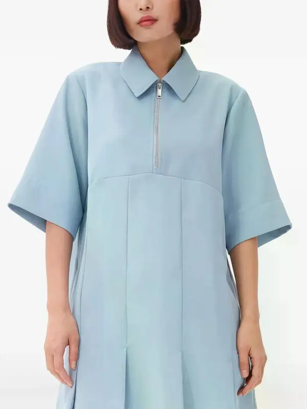 GANNI Pleated Twill Mini Dress