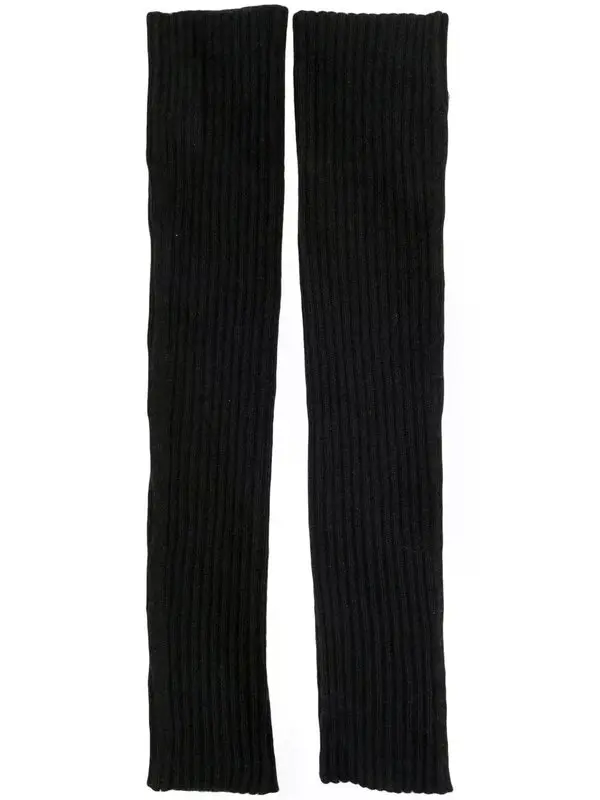 Cashmere In Love Lala Ribbed Knit Arm Warmers - Black