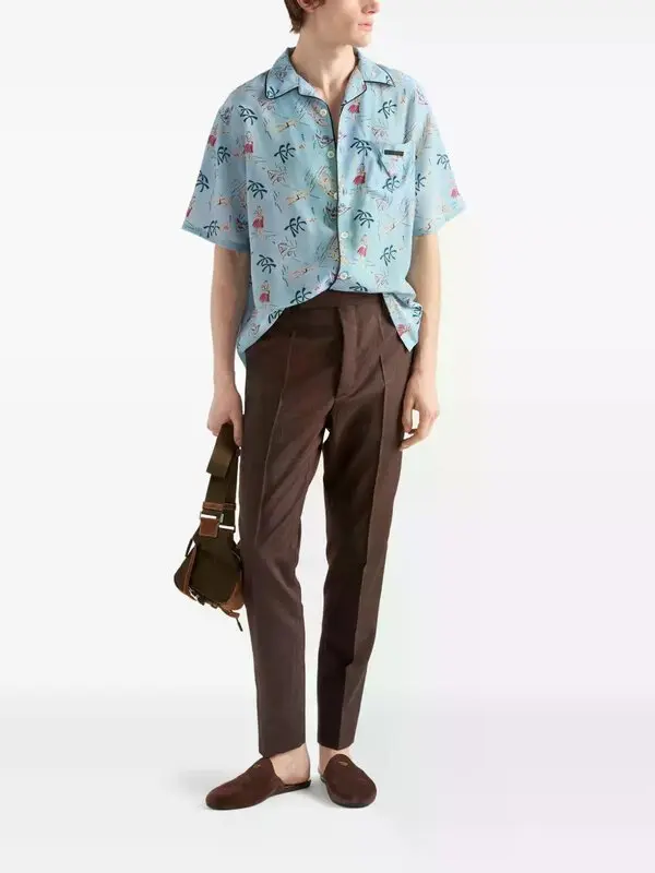 Prada Graphic-print Bowling Shirt - Blue