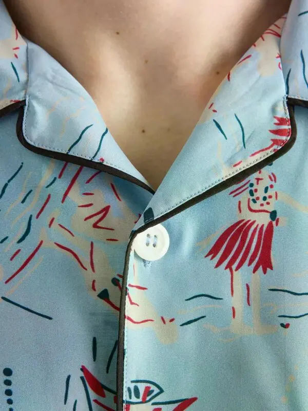 Prada Graphic-print Bowling Shirt - Blue