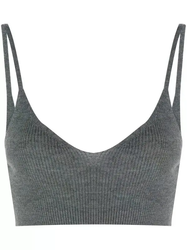 Cashmere In Love Ribbed-knit Cropped Top - Grey