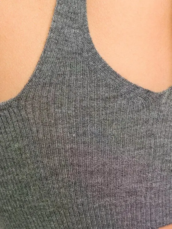 Cashmere In Love Ribbed-knit Cropped Top - Grey
