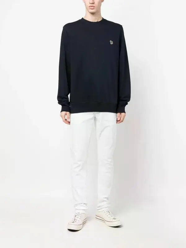 Paul Smith Zebra-patch Organic Cotton Sweatshirt - Blue