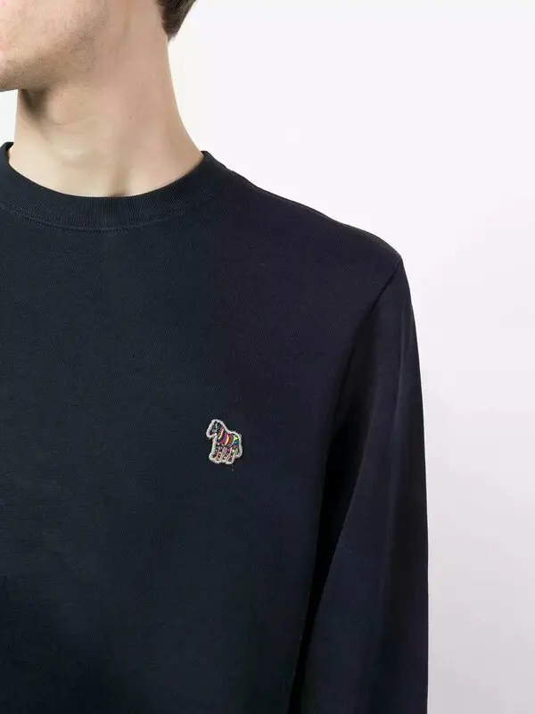 Paul Smith Zebra-patch Organic Cotton Sweatshirt - Blue
