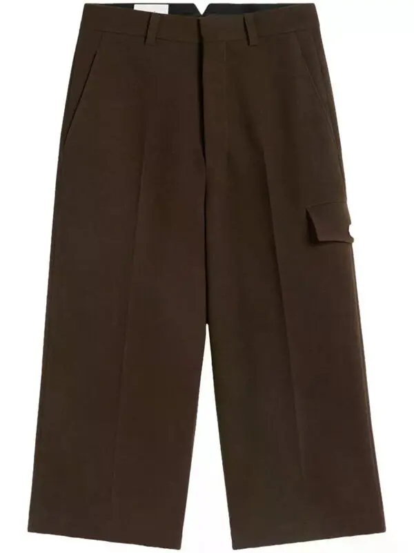 AMI Paris Virgin-wool Cropped Trousers - Brown