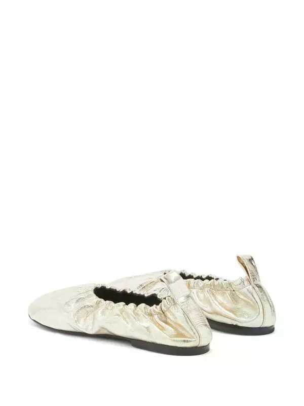 JIL SANDER Gathered-detail Leather Ballerina Flats - Yellow