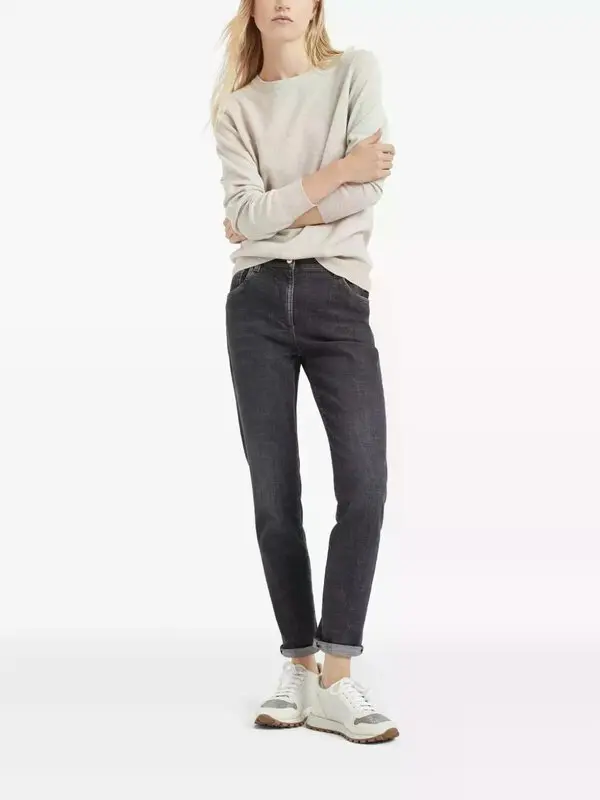 Brunello Cucinelli High-waisted Jeans With Patch Detailing - Black