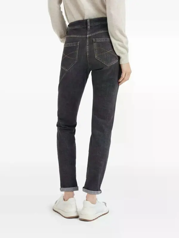 Brunello Cucinelli High-waisted Jeans With Patch Detailing - Black