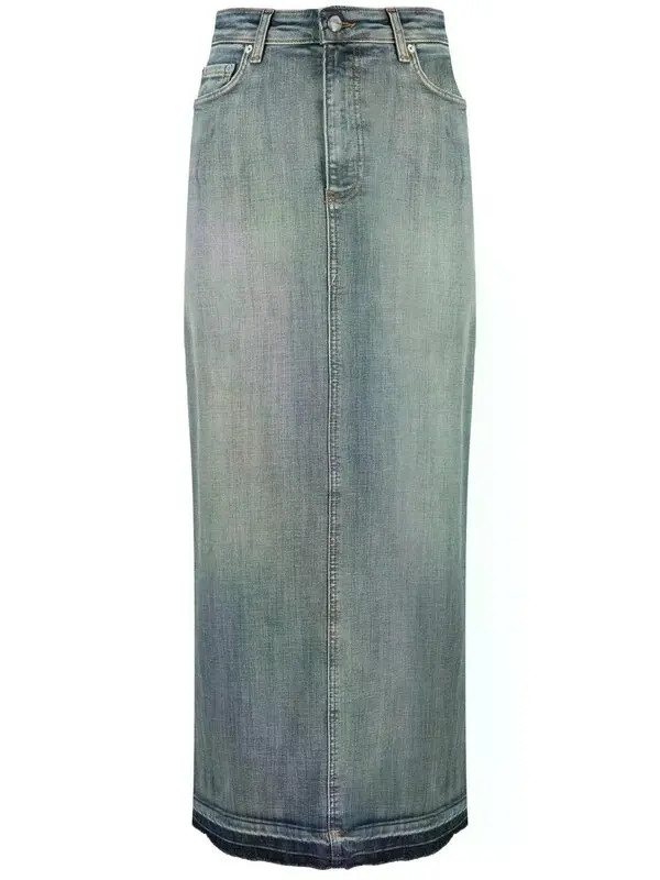 GANNI Organic Cotton Blend Denim Maxi Skirt