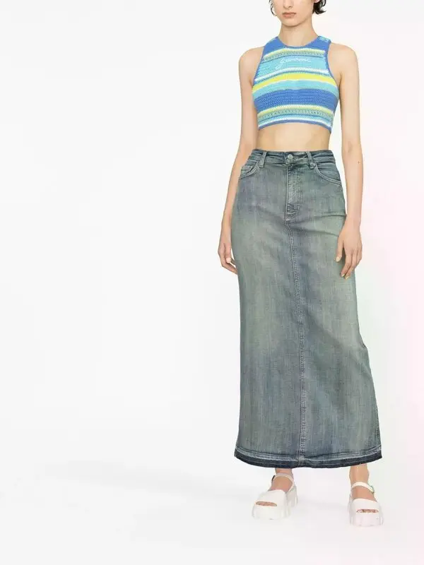GANNI Organic Cotton Blend Denim Maxi Skirt