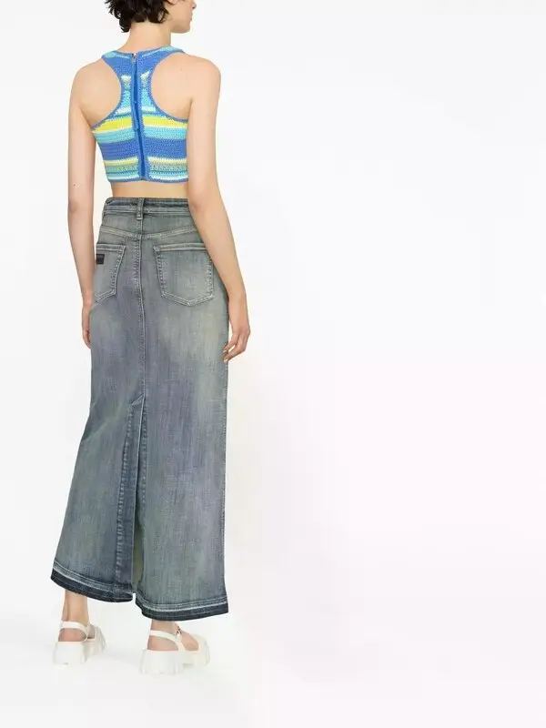 GANNI Organic Cotton Blend Denim Maxi Skirt