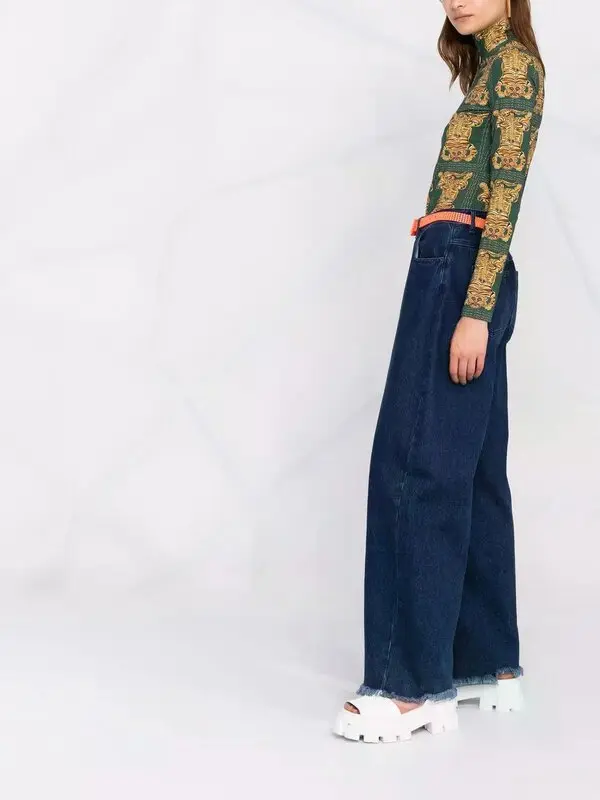 La DoubleJ Tiger Tile-print Turtleneck Top