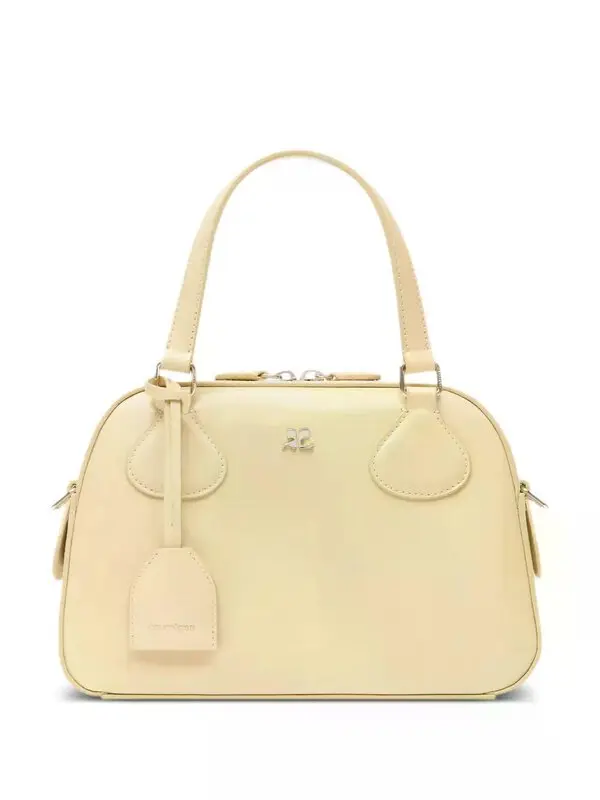 COURREGES Logo Plaque Leather Bowling Bag