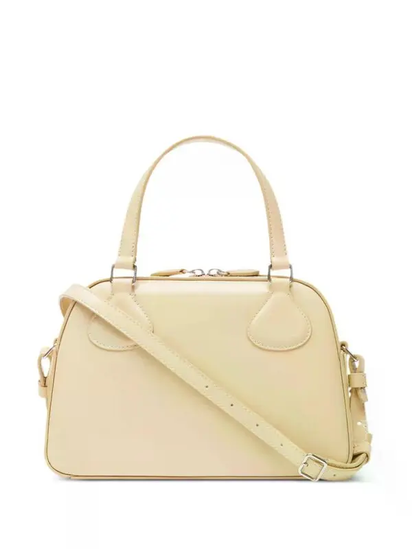 COURREGES Logo Plaque Leather Bowling Bag