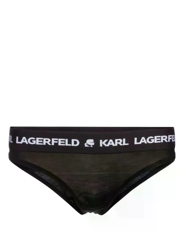 Karl Lagerfeld Logo-waistband Thong - Black