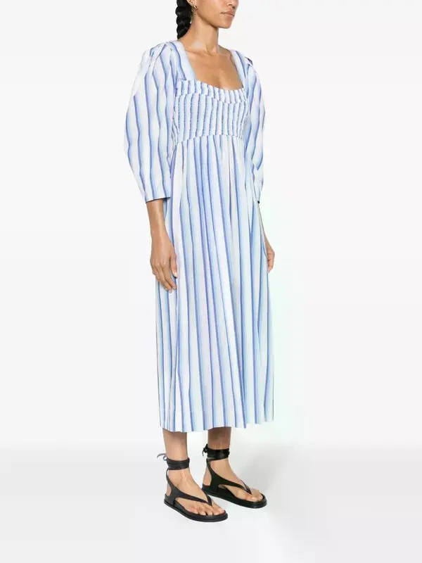 GANNI Striped Poplin Midi Dress