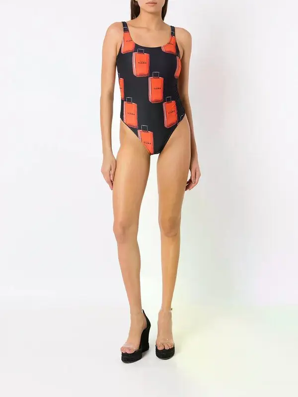 AMIR SLAMA Graphic Logo-print Swimsuit