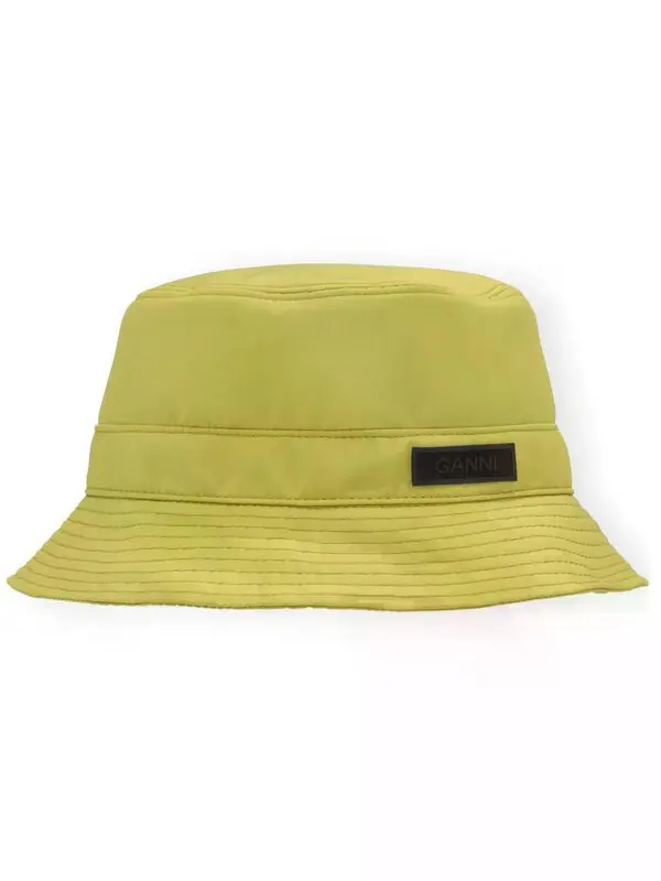 GANNI Logo-appliqué Bucket Hat - Green