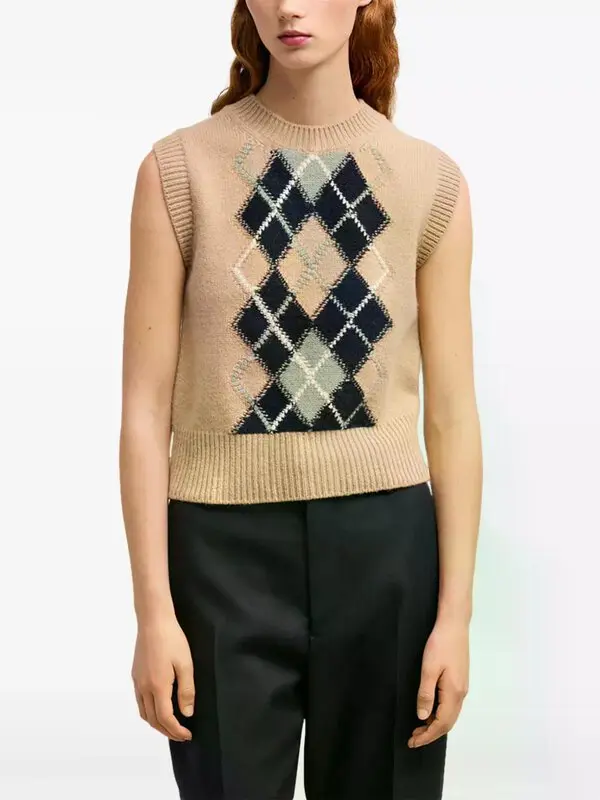 AMI Paris Check-pattern Wool-blend Vest