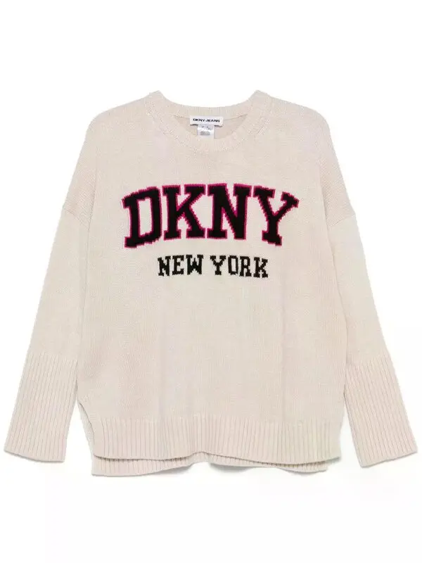 Dkny Varsity Logo Pullover Sweater - Neutrals