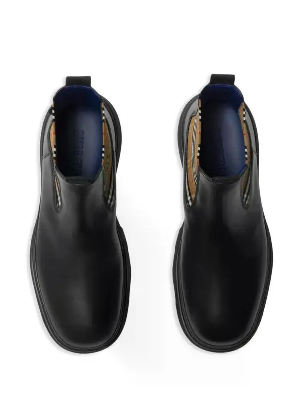 Burberry Check Pattern Leather Boots