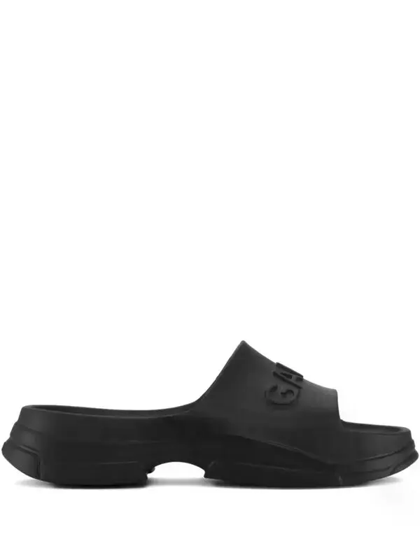 GANNI Logo-embossed Chunky Slides - Black