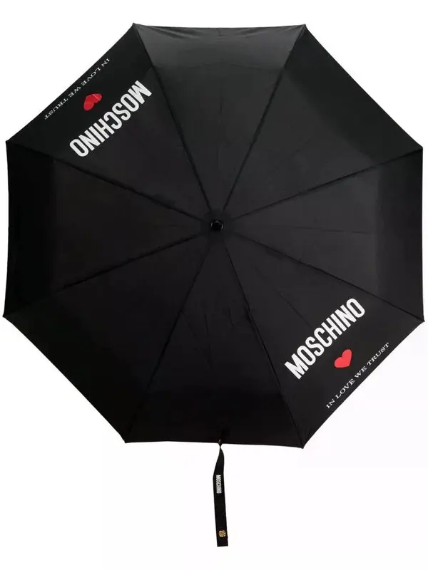 Moschino In Love We Trust Compact Umbrella - Black
