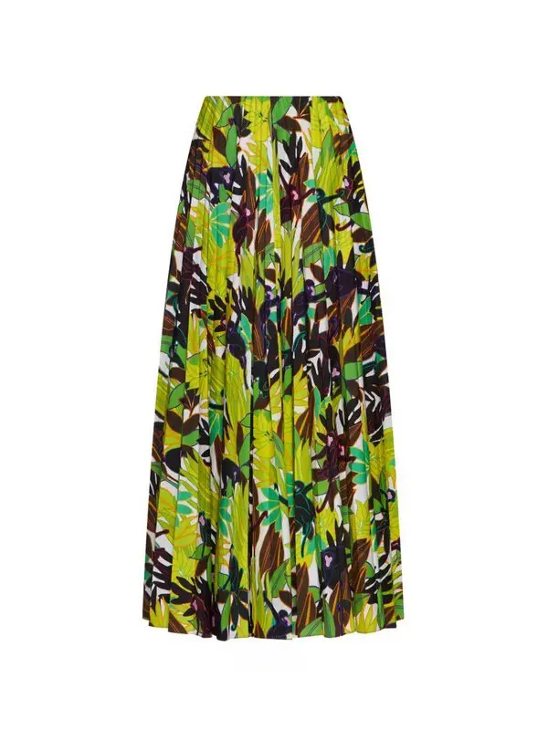 Valentino Garavani Monkey Forest Pleated Midi Skirt