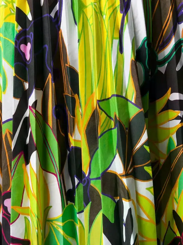Valentino Garavani Monkey Forest Pleated Midi Skirt