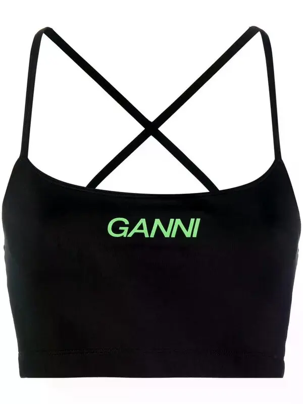 GANNI Logo-print Cropped Top