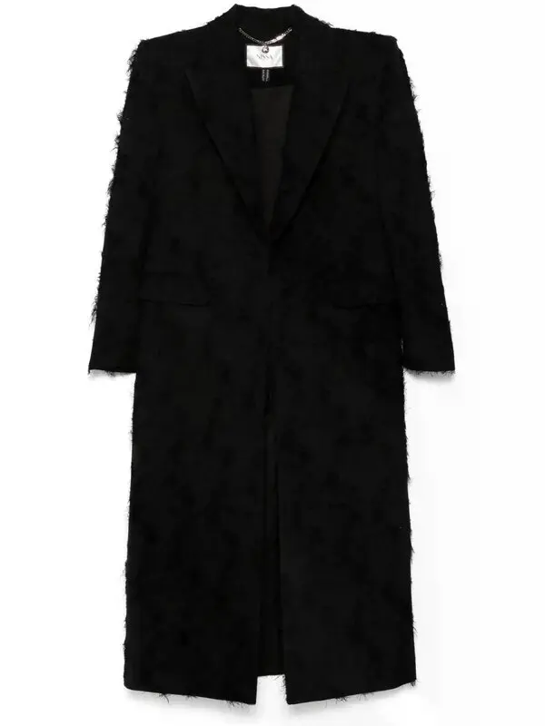 NISSA Fringed Jacquard Coat With Crystal Embellishments