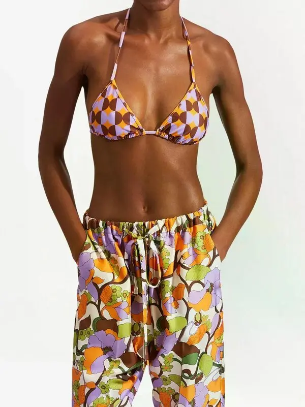 La DoubleJ Printed Triangle Bikini Top - Orange