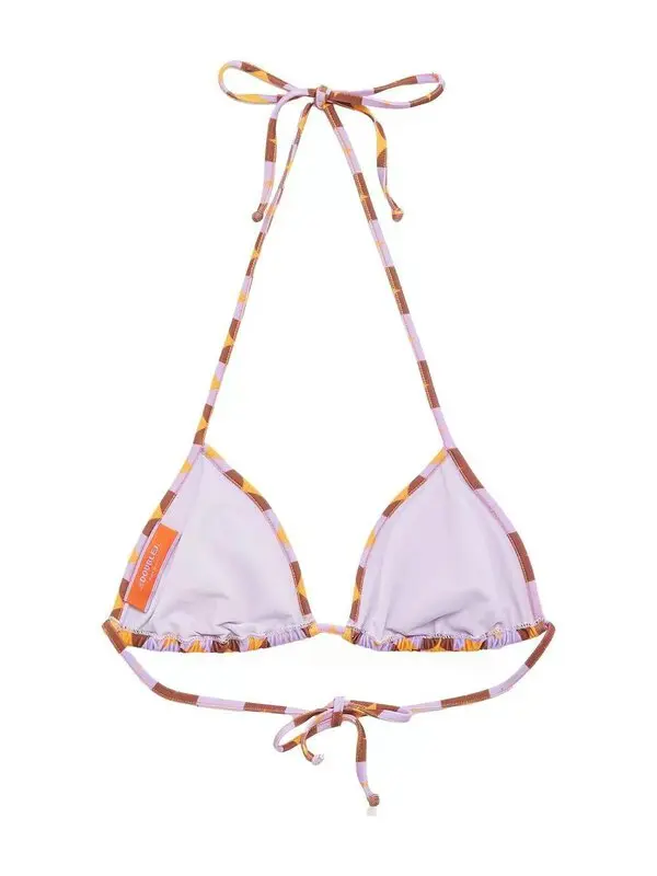 La DoubleJ Printed Triangle Bikini Top - Orange