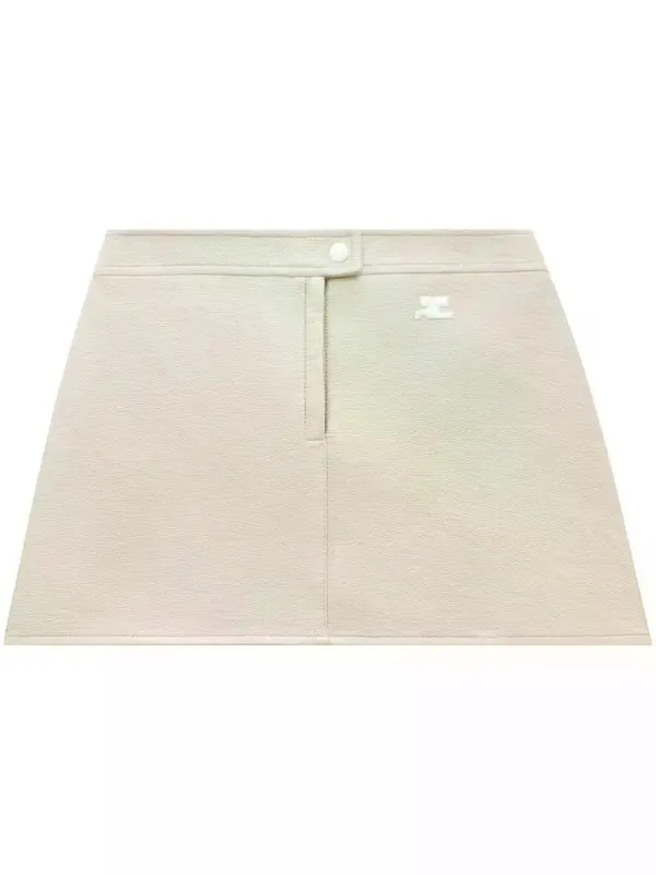 COURREGES Logo-patch A-line Mini Skirt - Neutrals