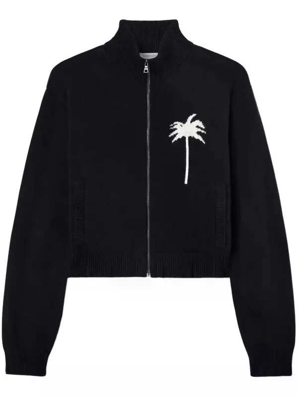 Palm Angels Palm Tree Knit Track Top - Black