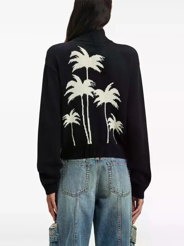 Palm Angels Palm Tree Knit Track Top - Black