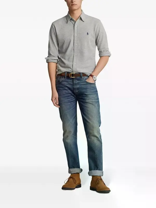 Polo Ralph Lauren Logo Embroidered Button-down Shirt - Grey