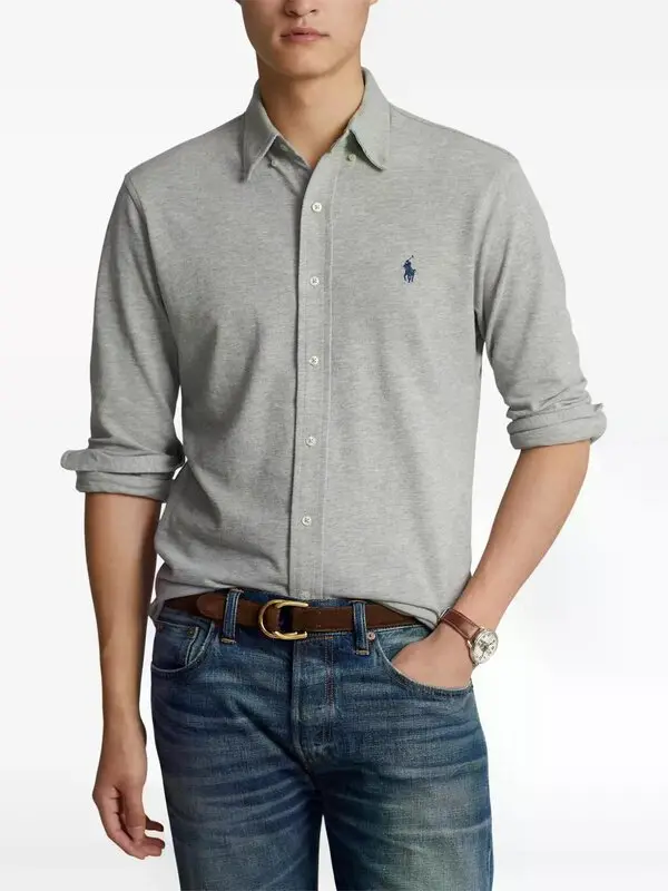 Polo Ralph Lauren Logo Embroidered Button-down Shirt - Grey