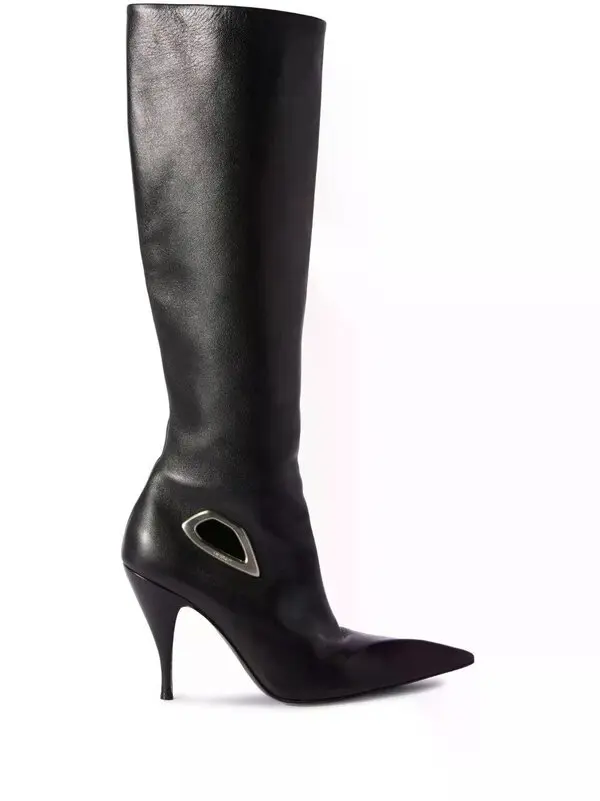 Off-White Crescent Knee-high Leather Stiletto Boots