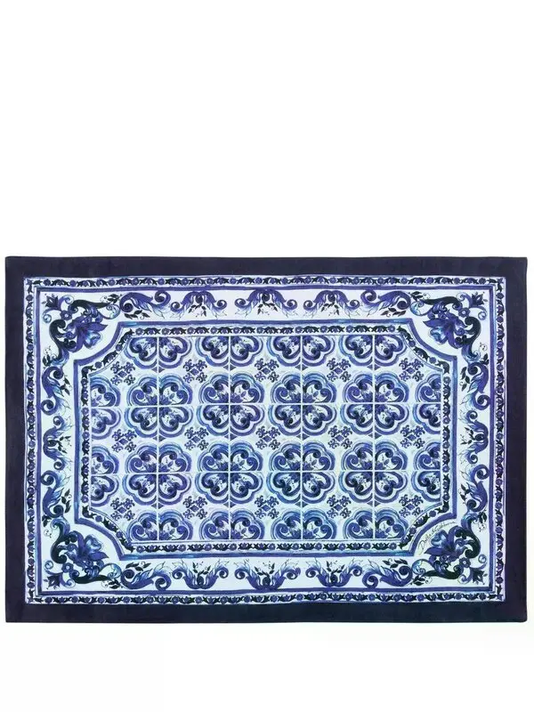 Dolce & Gabbana Blu Mediterraneo-print Placemat And Napkin Set - Blue