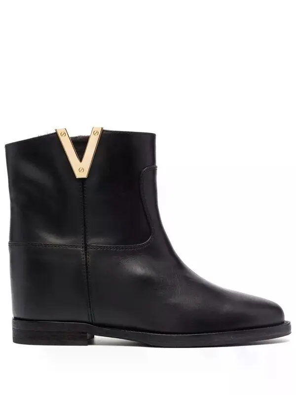 VIA ROMA 15 Logo-detail Leather Ankle Boots