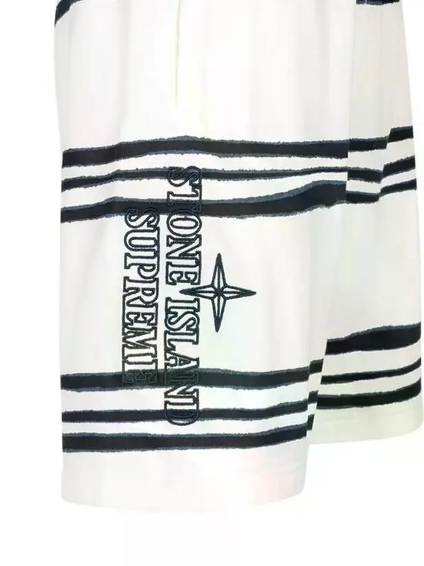 Supreme X Stone Island Warp Striped Shorts