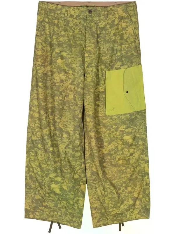 TEN C Camouflage Print Wide-leg Trousers - Green