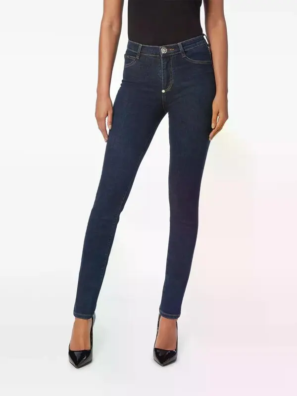 Philipp Plein High-waisted Jegging Trousers - Blue