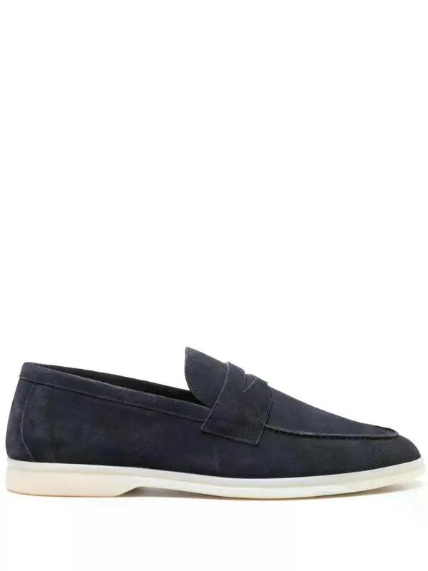 SCAROSSO Luciano Suede Penny Loafers - Blue