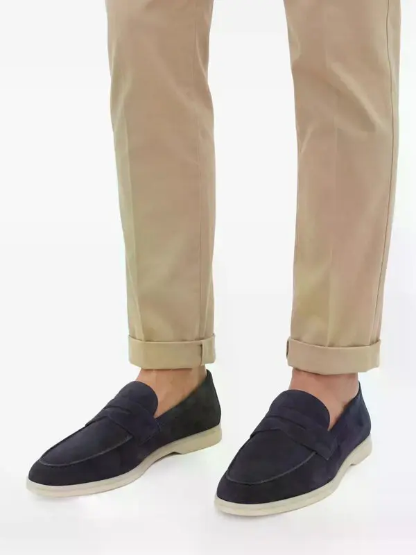 SCAROSSO Luciano Suede Penny Loafers - Blue