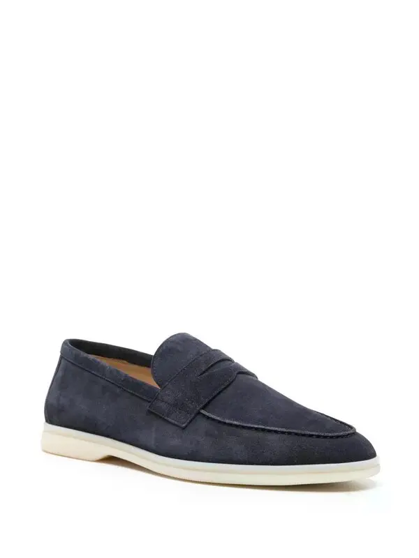 SCAROSSO Luciano Suede Penny Loafers - Blue